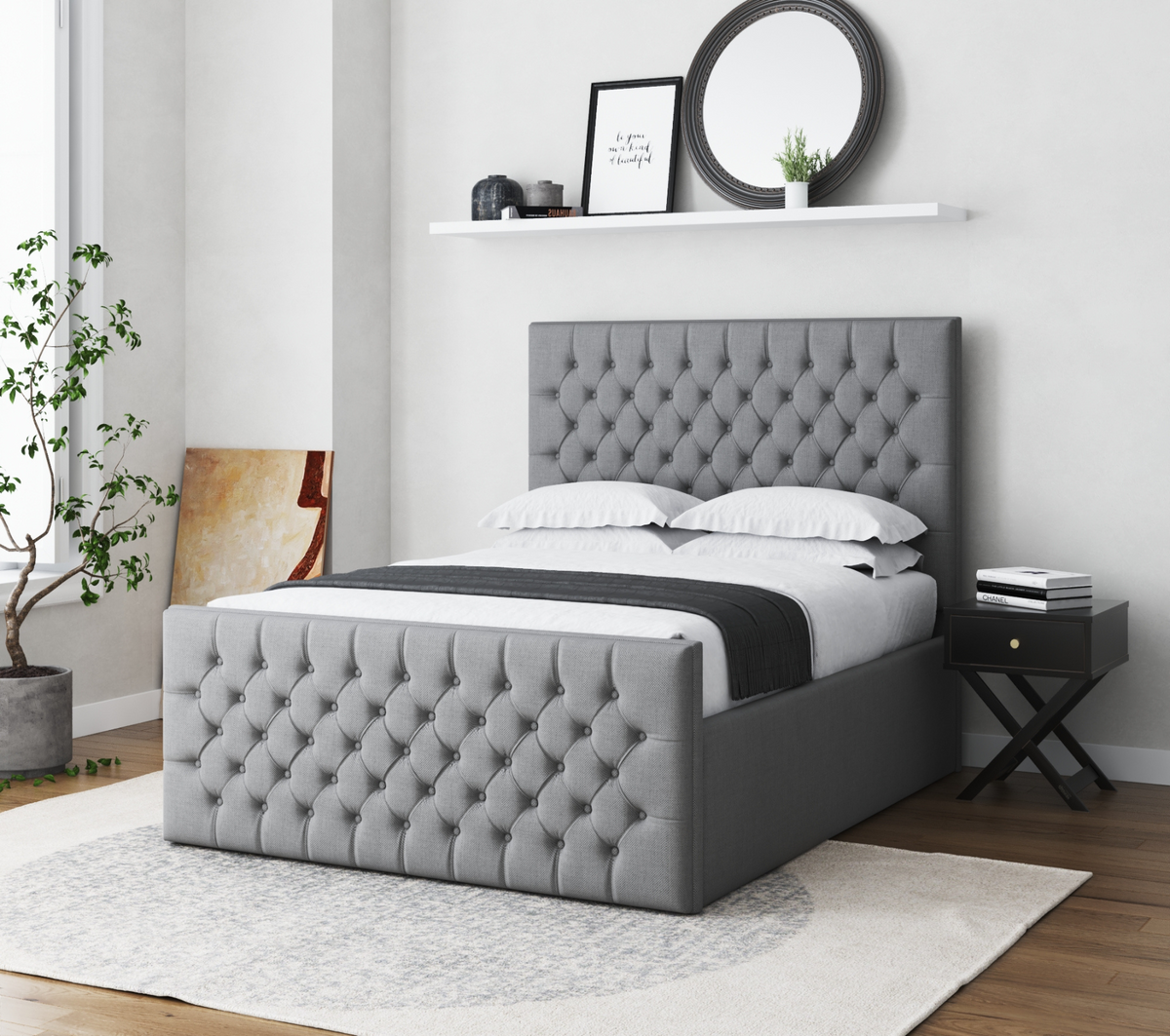Valentina Chesterfield Upholstered Bed Frame With Storage Options ...